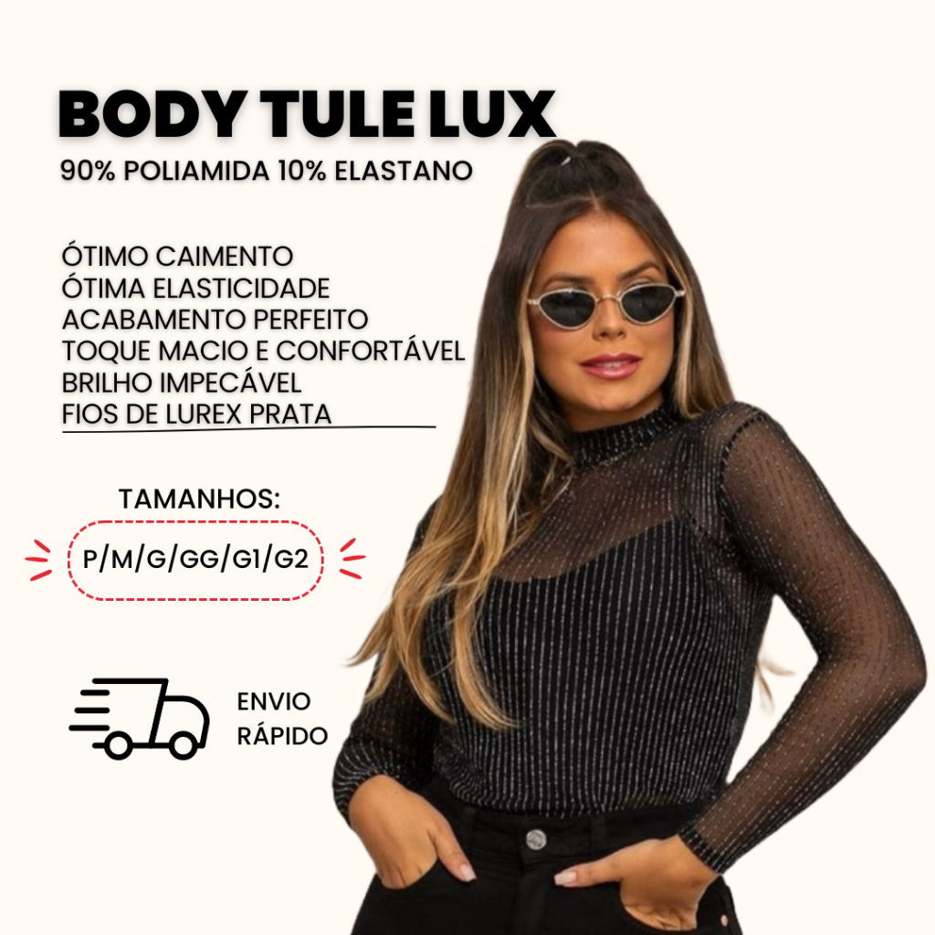 Body Transparente Feminino De Tule Lurex com Brilho | Shopee Brasil