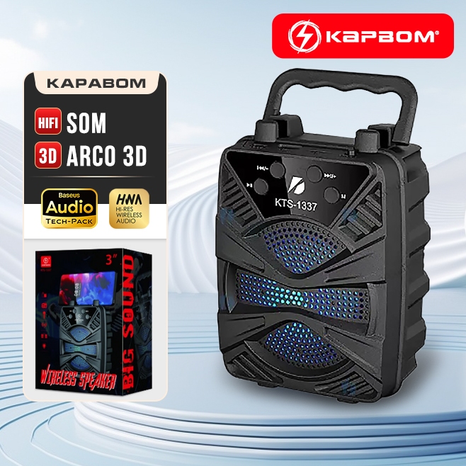 Caixa De Som Bluetooth Portátil Fm Usb Mp3 Sd KTS-1337 Alto-Falante de ...