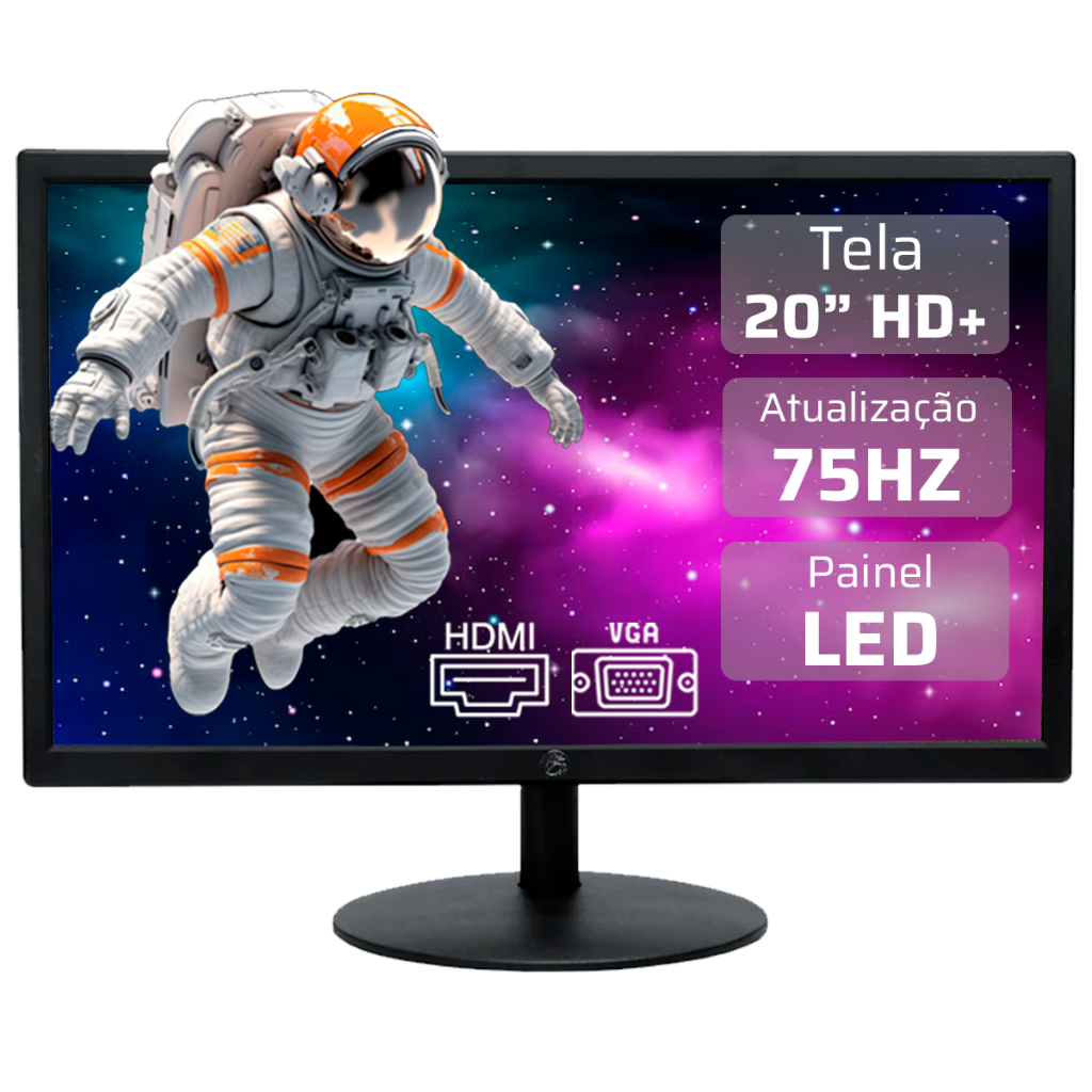 Monitor 20'' De alta qualidade 75 Hertz VGA+HDMI Widescreen | Shopee Brasil