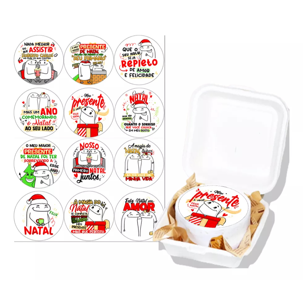 flork bento cake Natal Papel Arroz comestível mini bolo 9,5 Cm Redondo ...