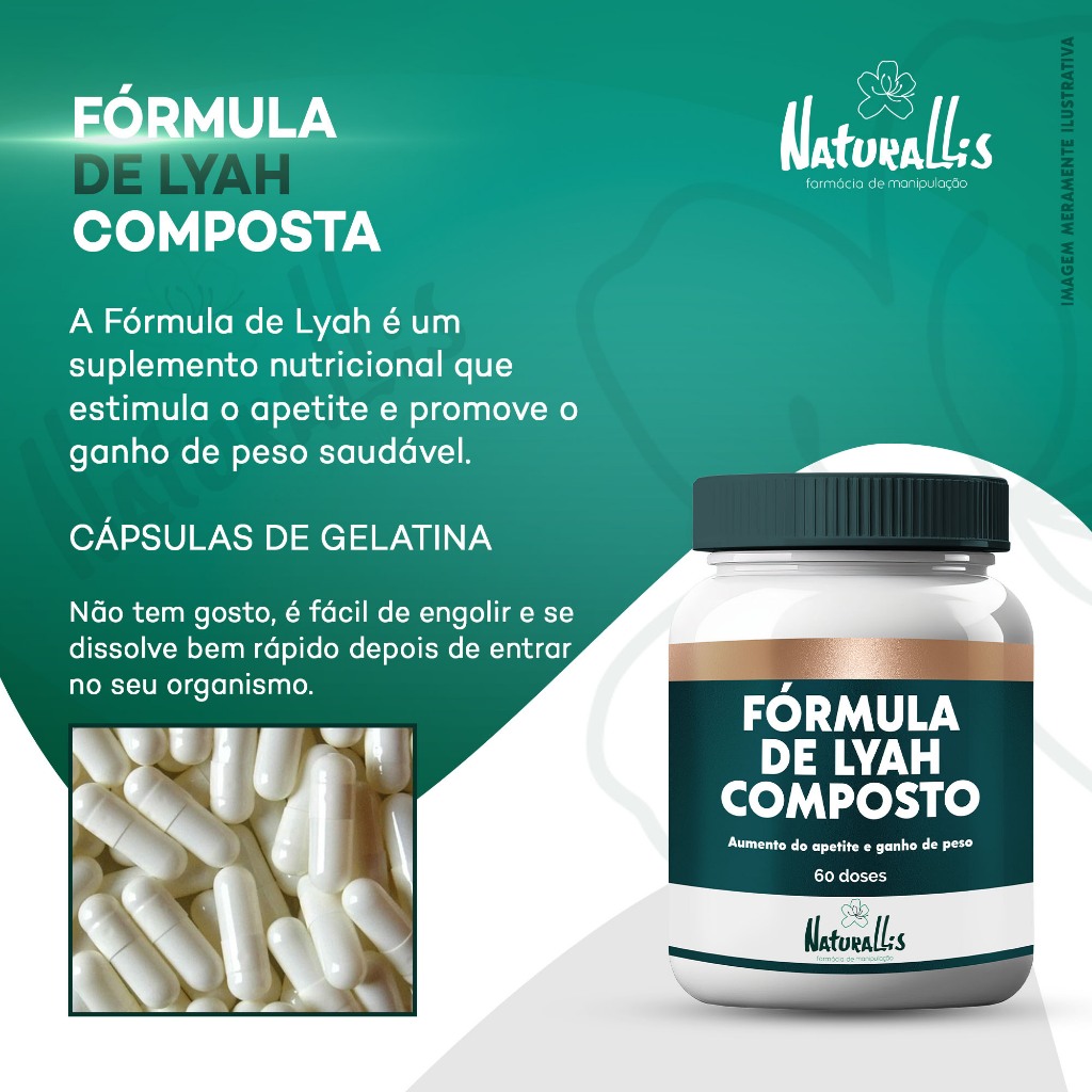 Fórmula de Lyah Composto 60 doses Suplemento para Apetite e Ganho de ...