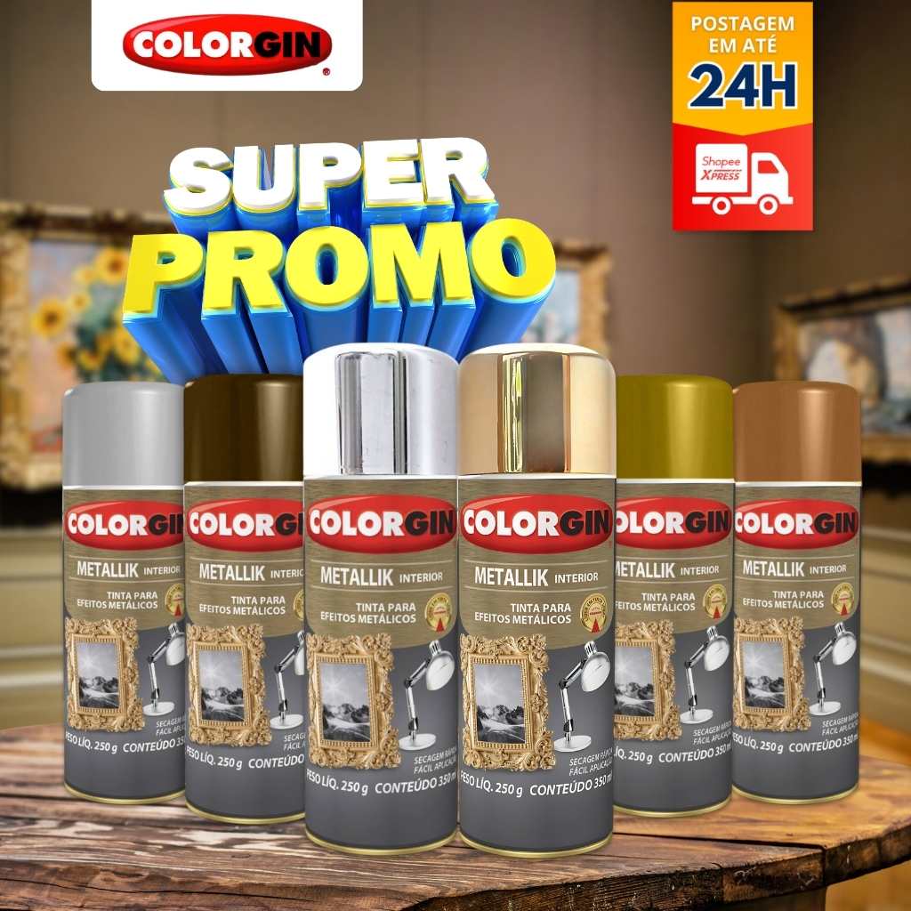 Tinta Spray Metallik Interior 350 Ml Colorgin - Cores | Shopee Brasil