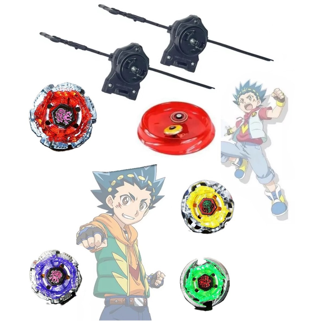 Kit 4 Beyblade Metal Blay Blade Com Lançador Tornado Led | Shopee Brasil