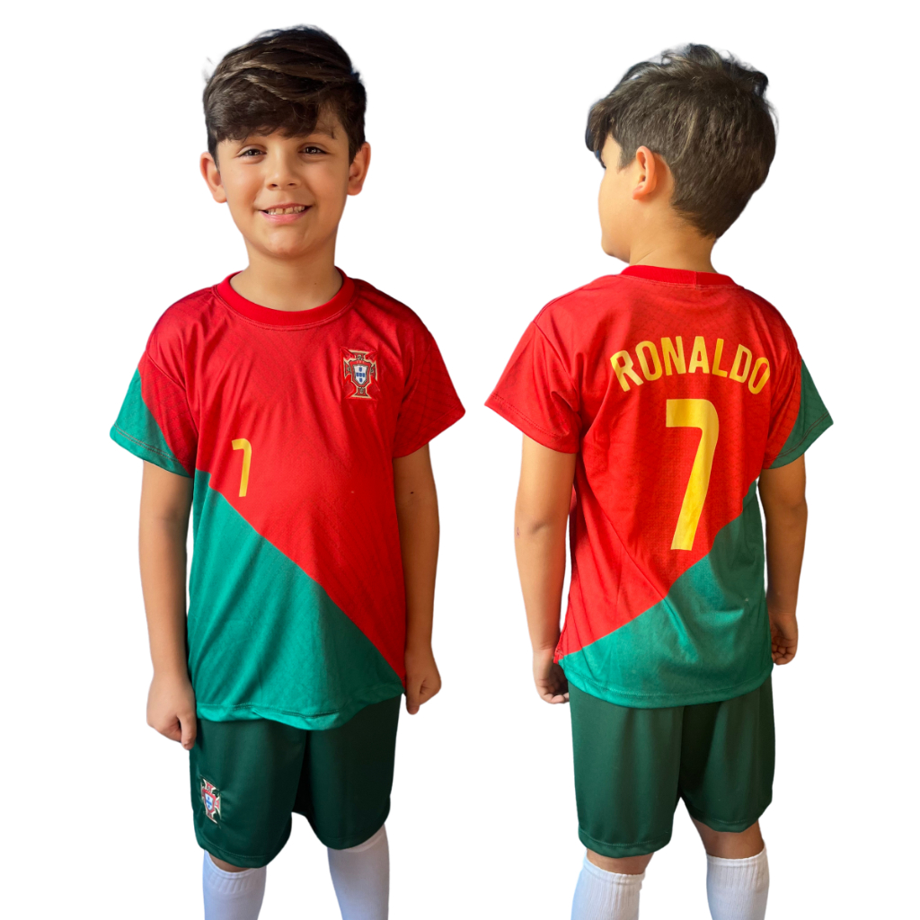 Kit Conjunto Infantil e Juvenil Portugal Cr7 Lancamento | Shopee Brasil