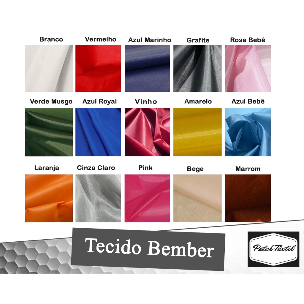 Tecido Bember Nylon 70 Sem Resinado Cores Variadas Forros Bandeiras ...