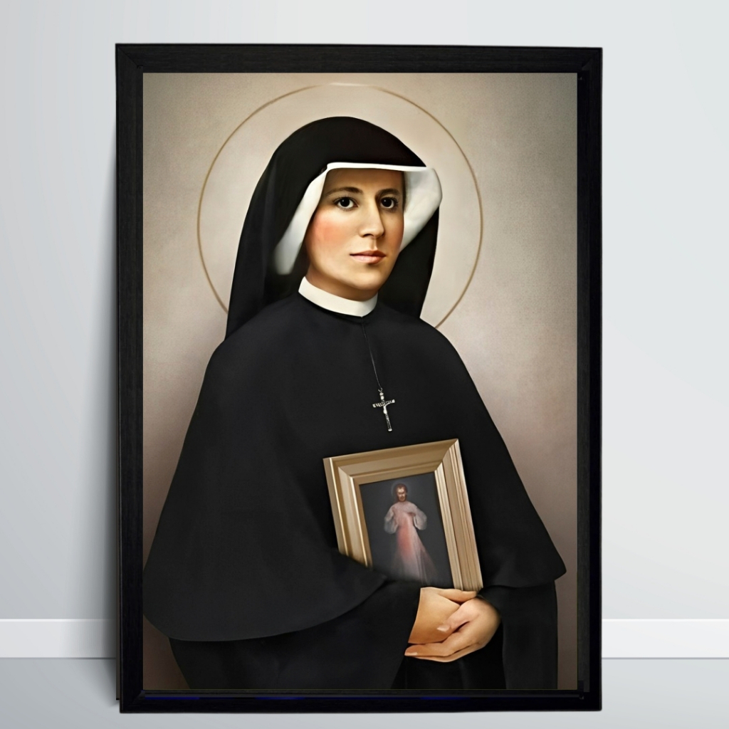 Quadro Santa Faustina Devoção Festa da Misericórdia Com Moldura 32x23cm ...