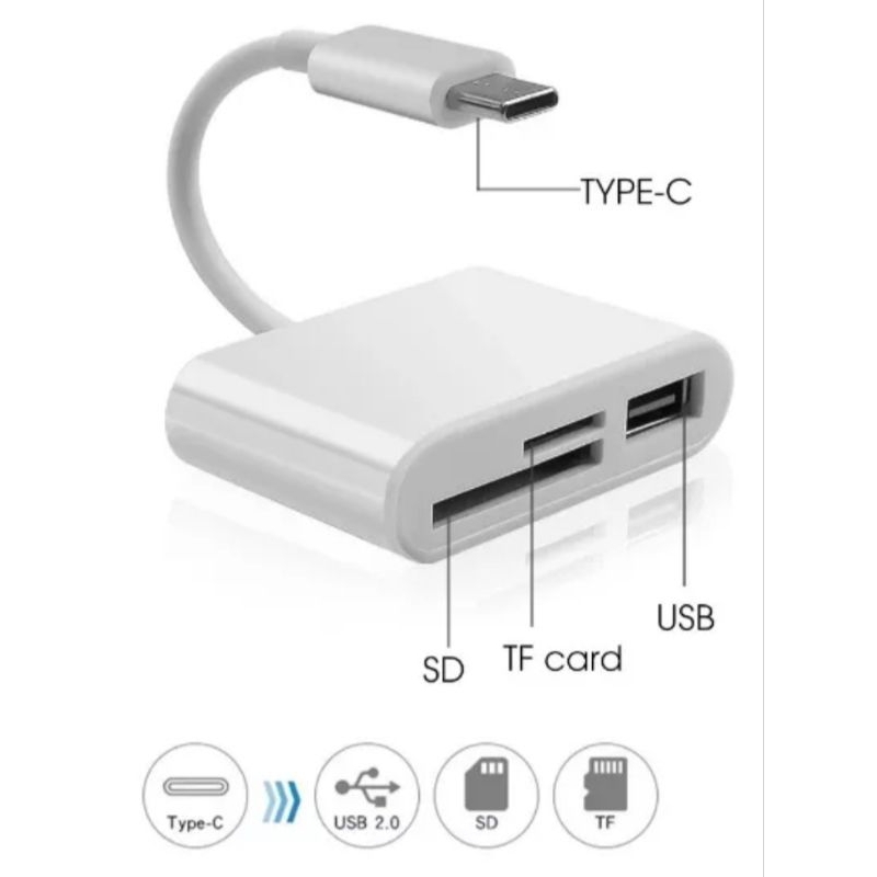 Adaptador OTG conexão USB Tipo-C e Leitor de Cartão SD, TF E USB | Shopee Brasil