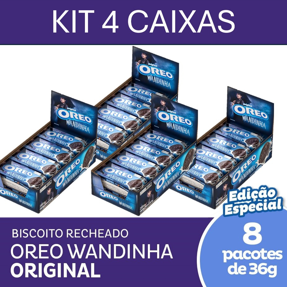 Kit 4 Caixas de 8 pacotes Oreo Wandinha edição especial | Shopee Brasil