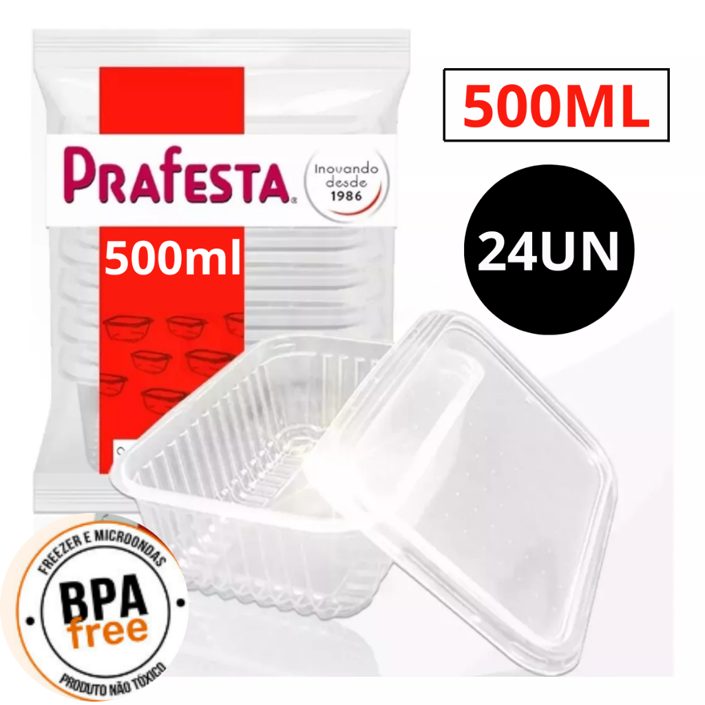marmita 500ml Marmita Fit - Microondas/freezer 24 Unidades PraFesta | Shopee Brasil