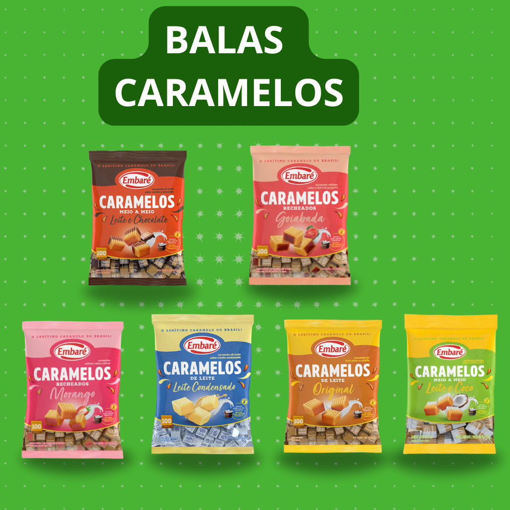 Balas Dadinhos Caramelo Embaré - Bala Doce Mastigável - 660g | Shopee ...