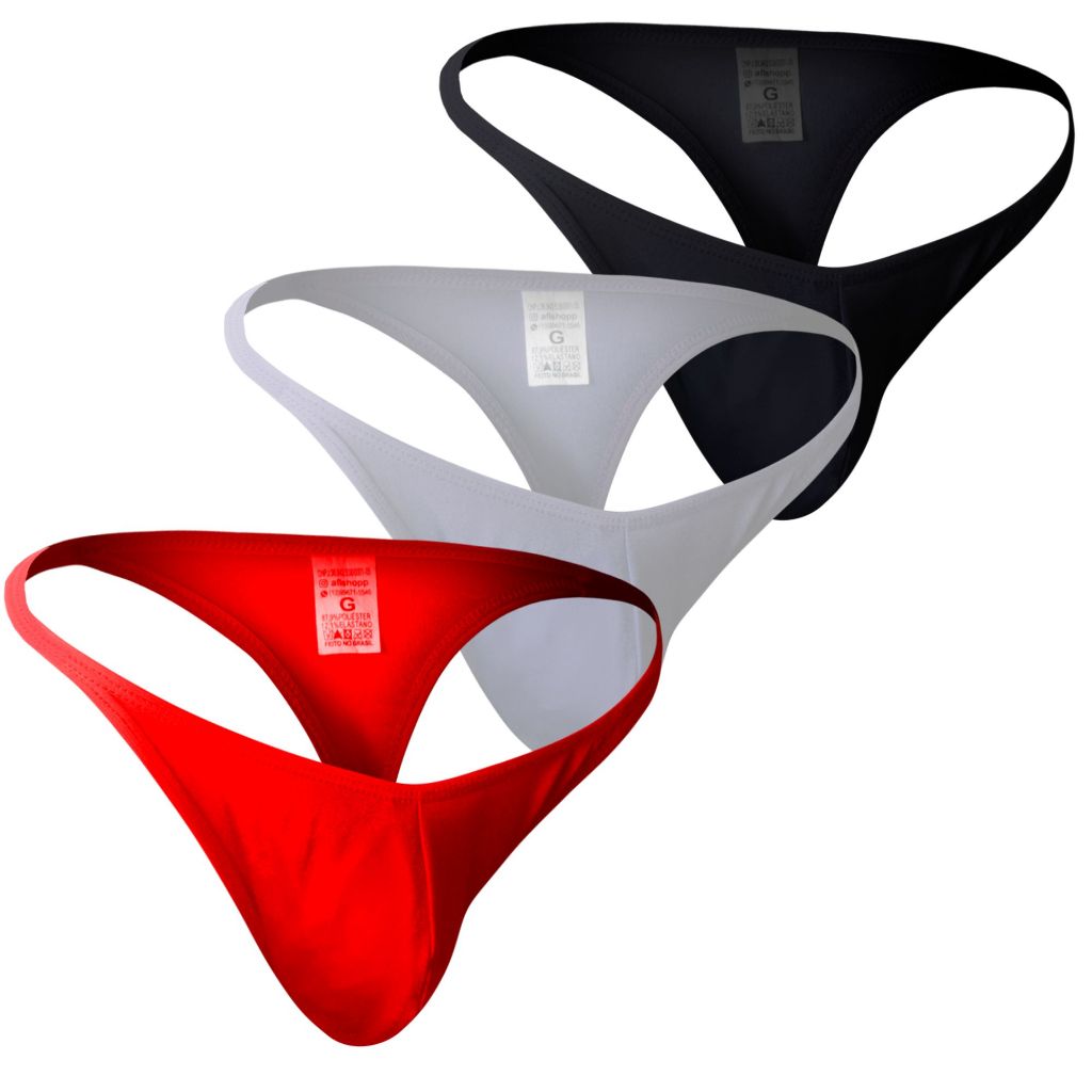 Kit 3 Cueca Calcinha Masculina Fio Dental Tanga Homem Roupa Biquini Fio ...