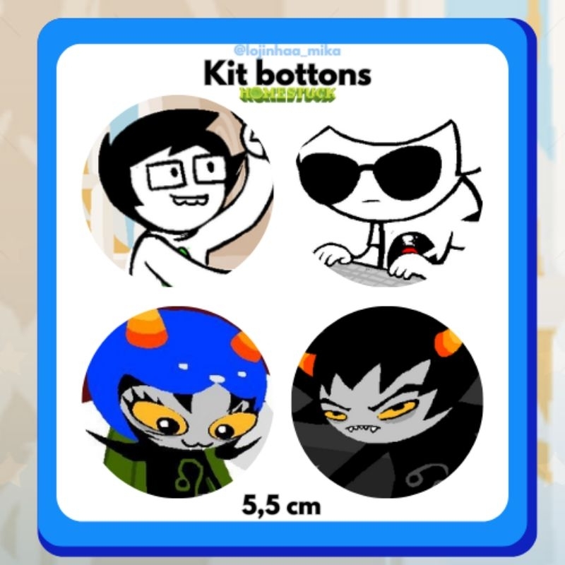 Kit com 4 Bottons De 5,5 CM Homestuck/Ms Paint Adventures Web Comic ...