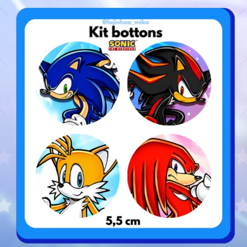 Kit com 4 Bottons De 5,5 CM Sonic The hedgehog/Sonic Adventure 2 Y2K ...
