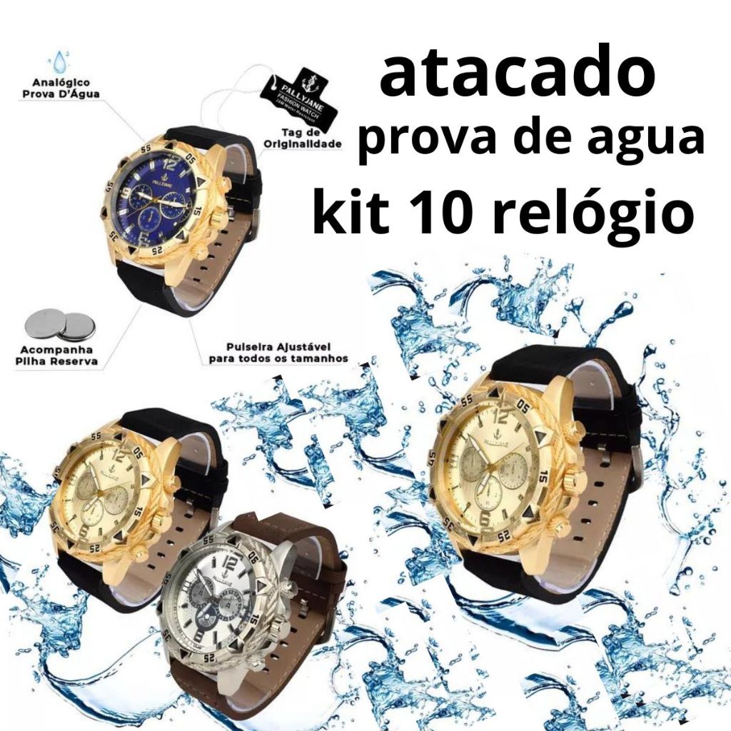 Kit 10 Relogios Masculino Robusto Grande Prova Dágua Original Cor da ...
