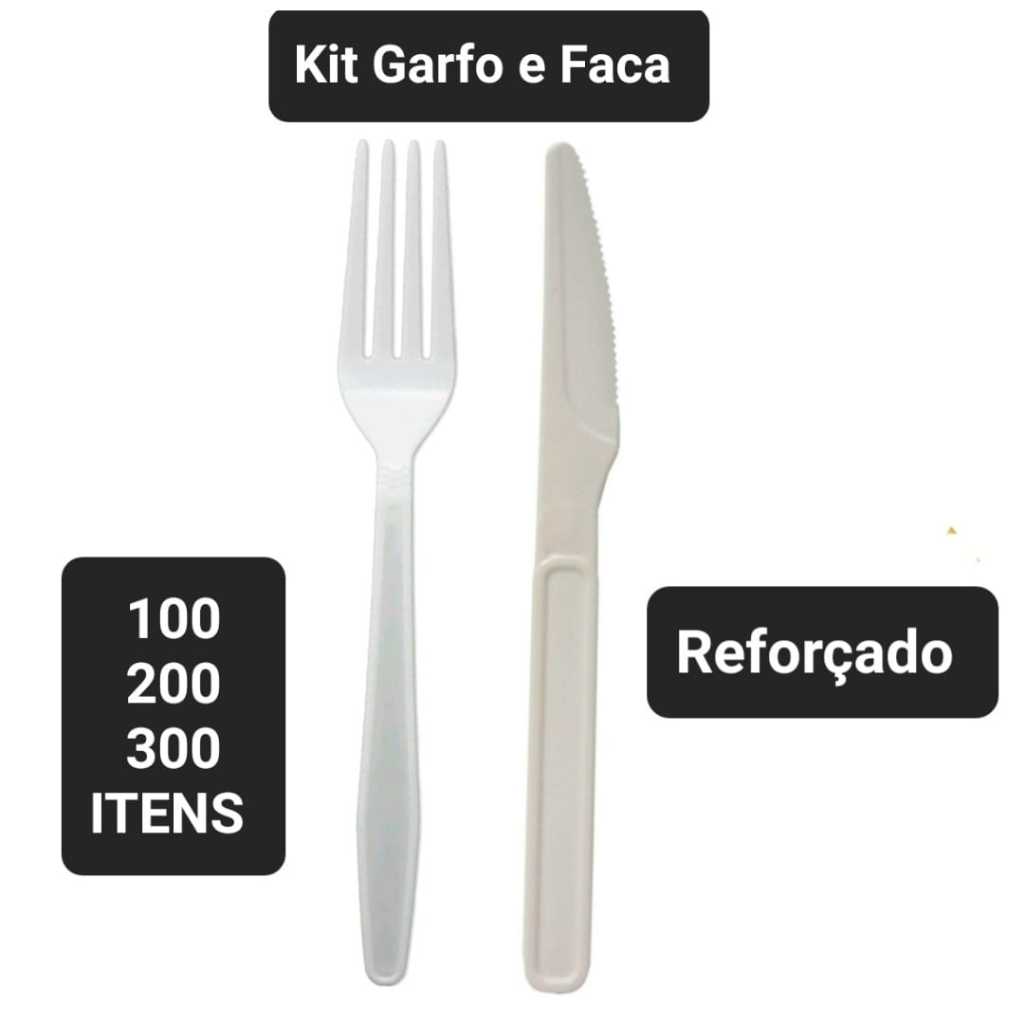 Kit Garfo e Faca Talher Descartável Reforçado Resistente Churrasco ...