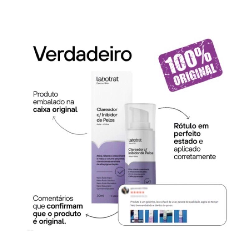 Kit Clareador Com Inibidor de Pelos Labotrat Para Axila, Virilha, Rosto ...