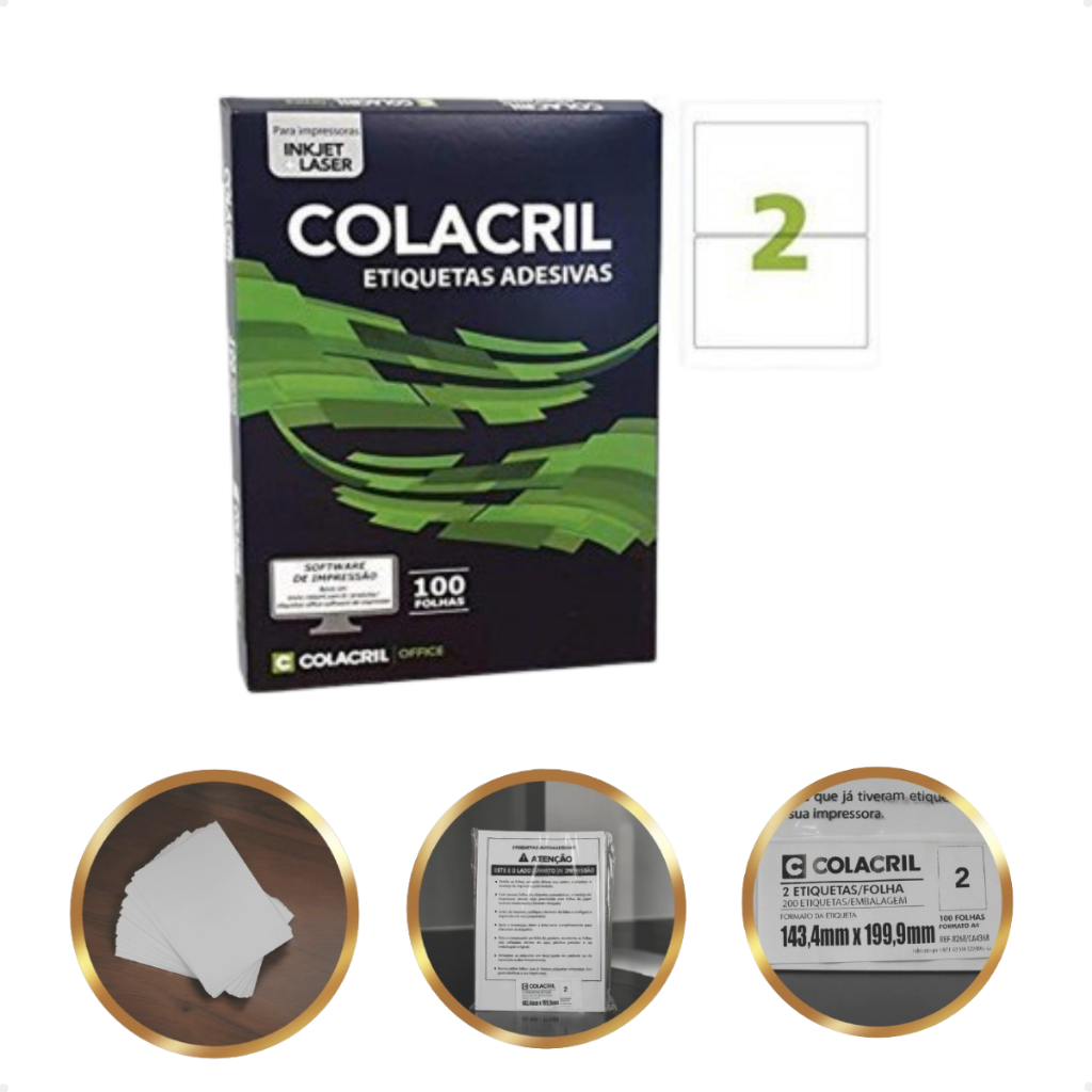 Etiqueta Impressora A4 143 X 199mm 100 Fls CA4368 Colacril | Shopee Brasil