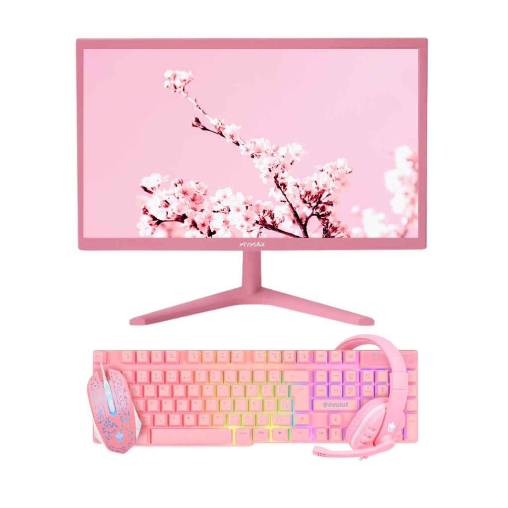 Kit Monitor 19'' Hdmi E Vga + Teclado E Mouse Rosa Gamer Evolut Eg53 ...