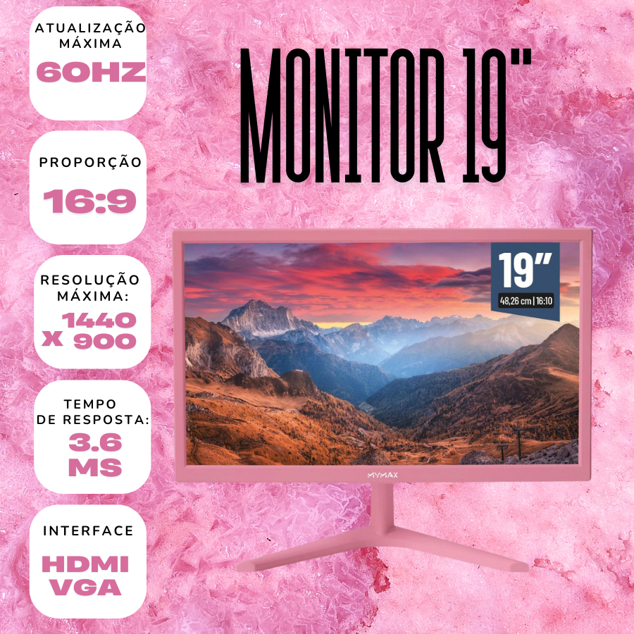 Kit Monitor 19'' Hdmi E Vga + Teclado E Mouse Rosa Gamer Evolut Eg53 ...