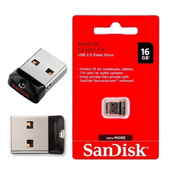 Pen Drive 16GB Sandisk Ultra Mini Micro Cruzer Fit | Shopee Brasil