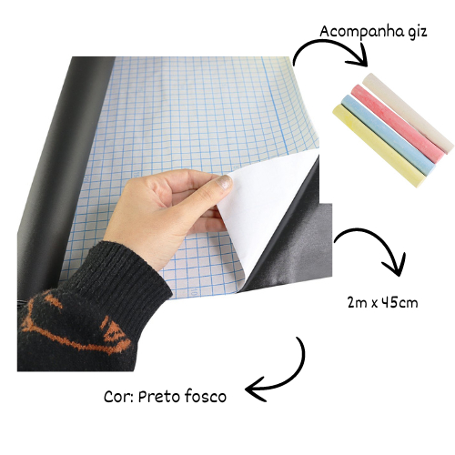 Papel de parede LOUSA adesivo, autocolante, win paper, acompanha giz ...