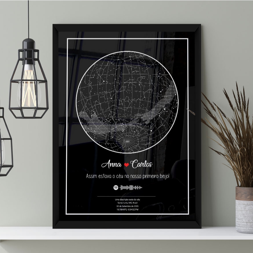 Quadro Mapa das Estrelas / Mapa Estelar / Meu Céu / Mapa Celeste ...