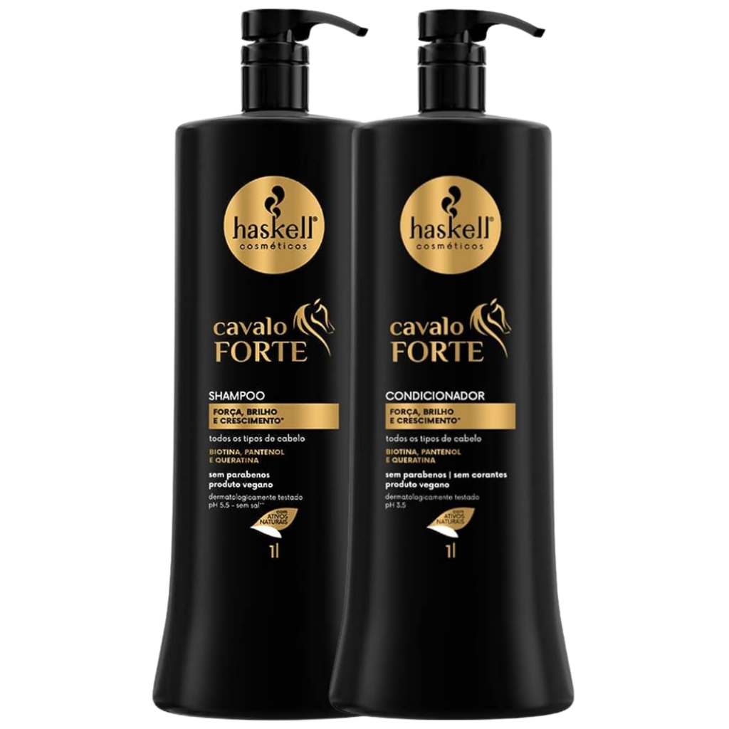 Shampoo e Condicionador cavalo forte 1 Litro haskell Kit cabelos forte | Shopee Brasil