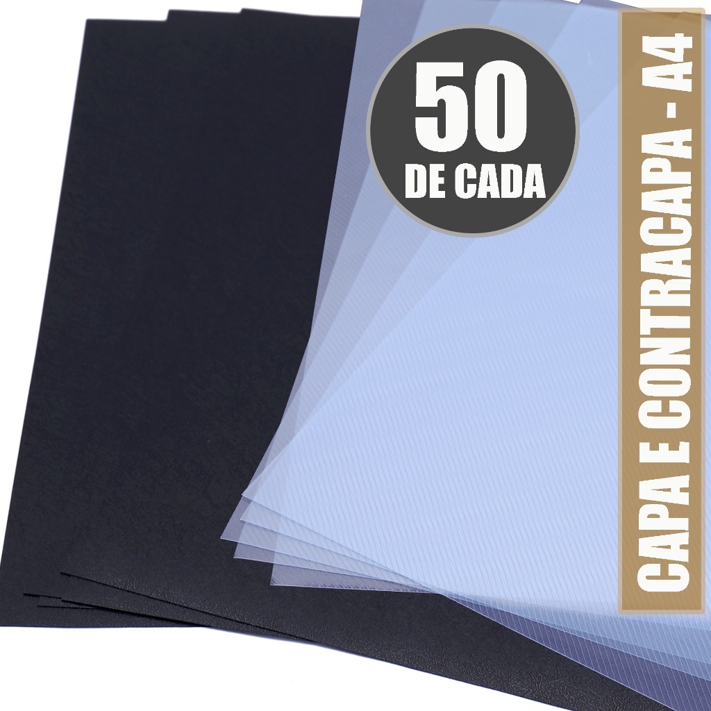 Capa para Encadernação A4 / Capa Cristal-line / Contra capa Preto ...