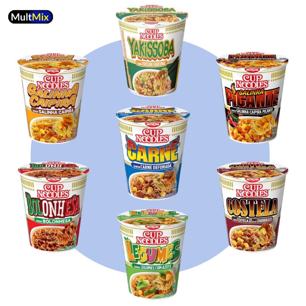 Cup Noodles Nissin Lamen - Macarrão instantâneo Com Copo - Diversos Sabores - Faz a Boa!