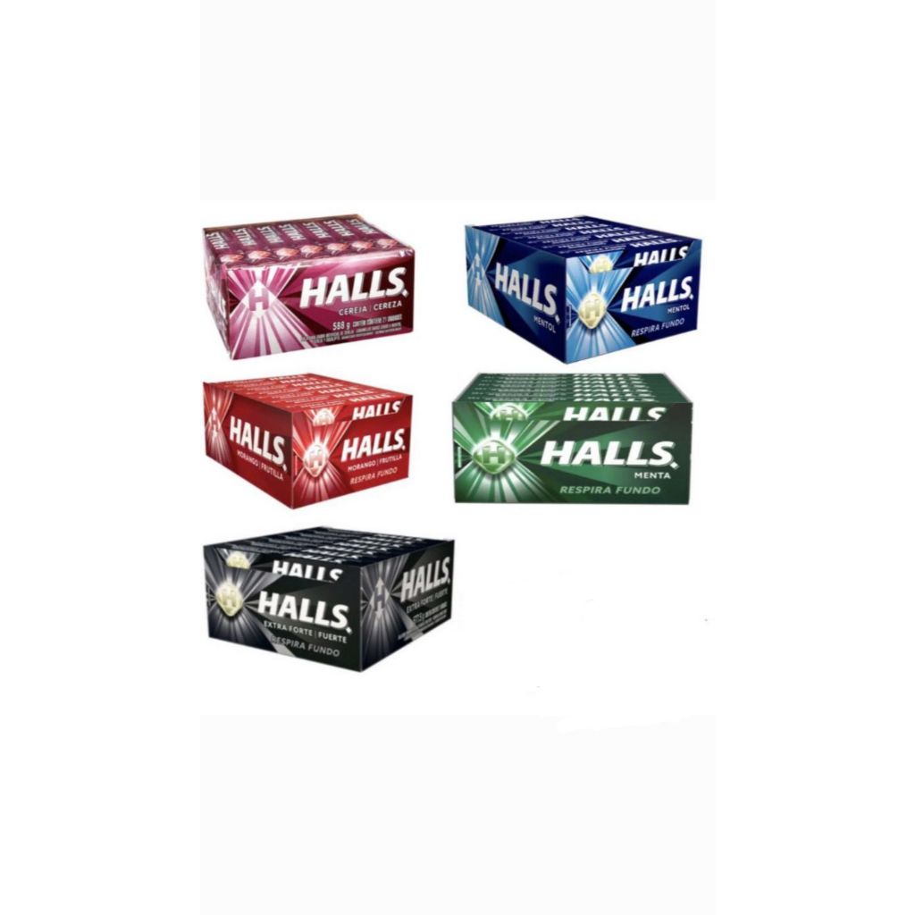 Caixa Bala Halls sabores variados com 21 unidades Extra forte Mentol ...