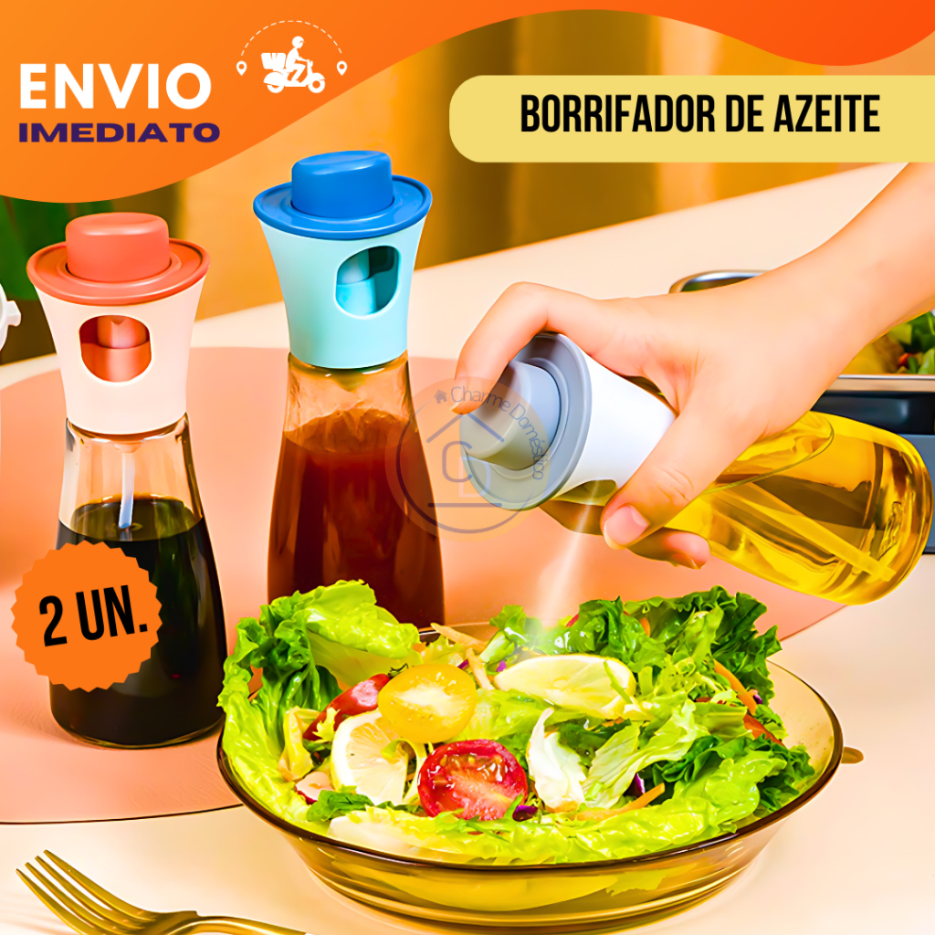 Kit 2 Borrifadores Galheteiros Spray de Azeite e Temperos de Vidro ...