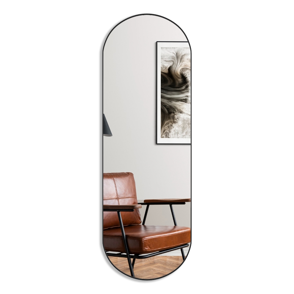 Espelho Oval Grande 150x50 Corpo Inteiro Com Moldura Preto | Shopee Brasil