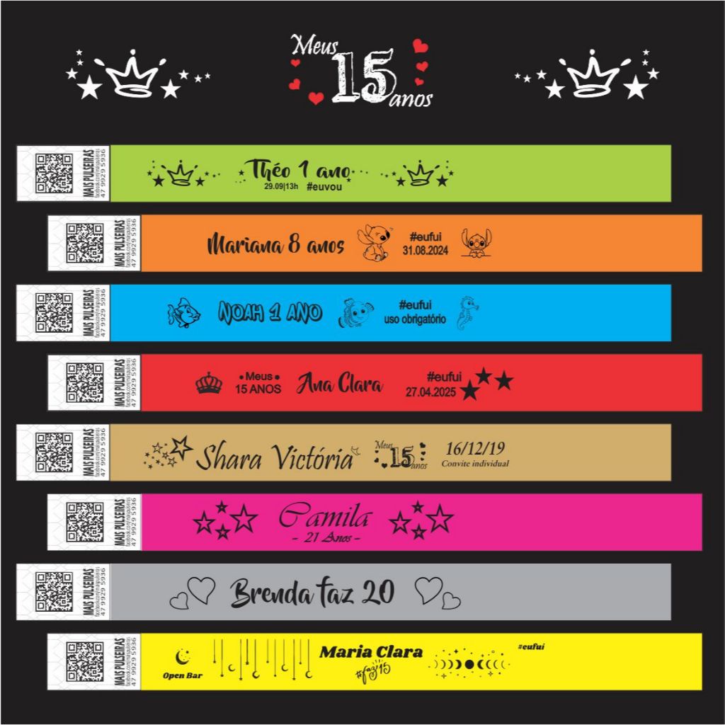 300 Pulseira Personalizada p/festas Shows Aniversário Casamento ...