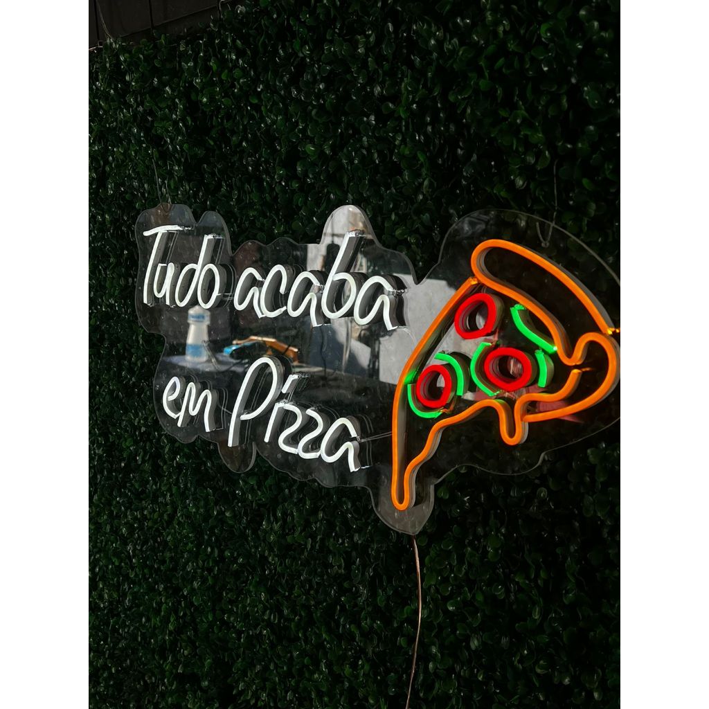 PLACA TUDO ACABA EM PIZZA LUMÍNARIA EM NEON LED COISAS NEON RESTAURANTE ...