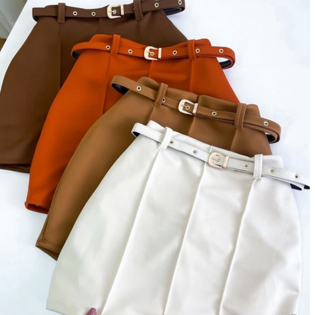 Short Saia Feminino Estiloso Neoprene Com Cinto Tendência Verão 2024 ...