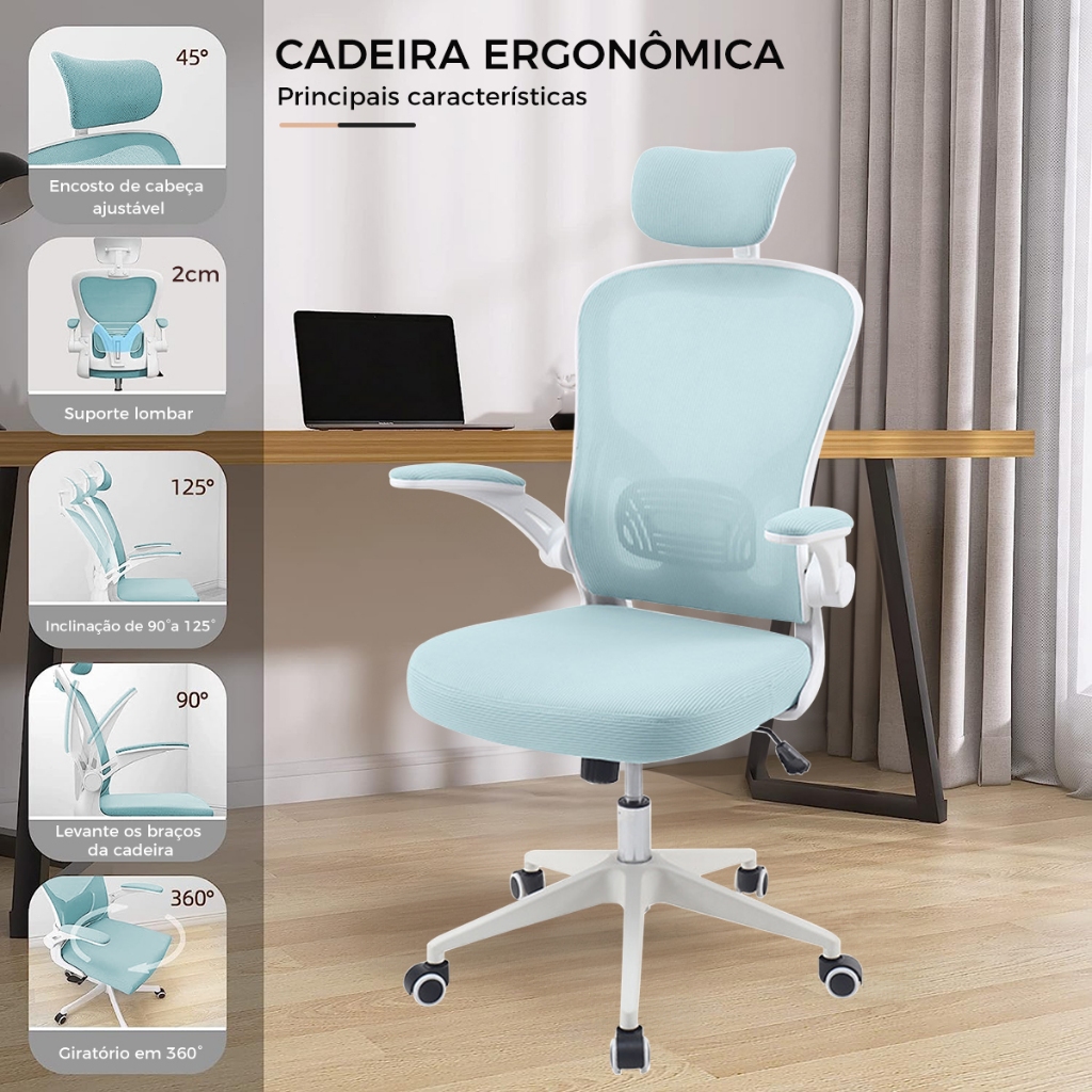 cadeira de ergonomica escritorio（Azul） | Shopee Brasil