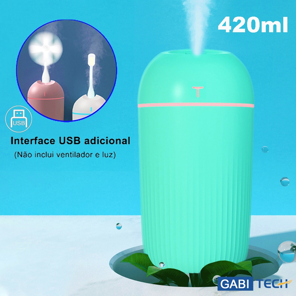 Grande Umidificador Difusor Aromatizador De Ar Ultrassônico 420ml De ...