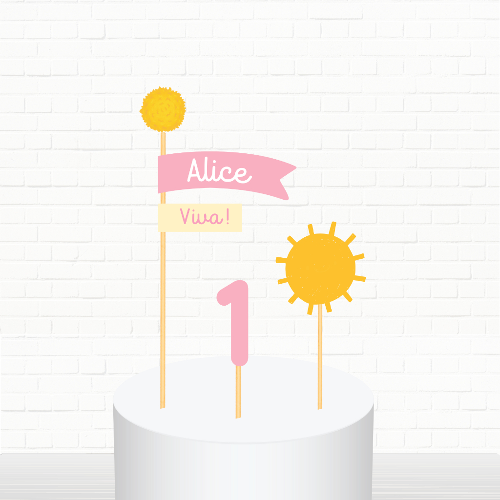 Topper de Bolo Primeira Volta ao Sol - Rosa Claro | Shopee Brasil