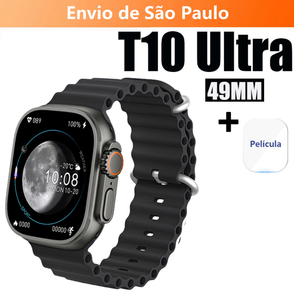 Smartwatch T10 Ultra 2 2024 Nova Série 9 Smart Watch 2.09 Inch HD 49mm Bluetooth Com Calculadora ...