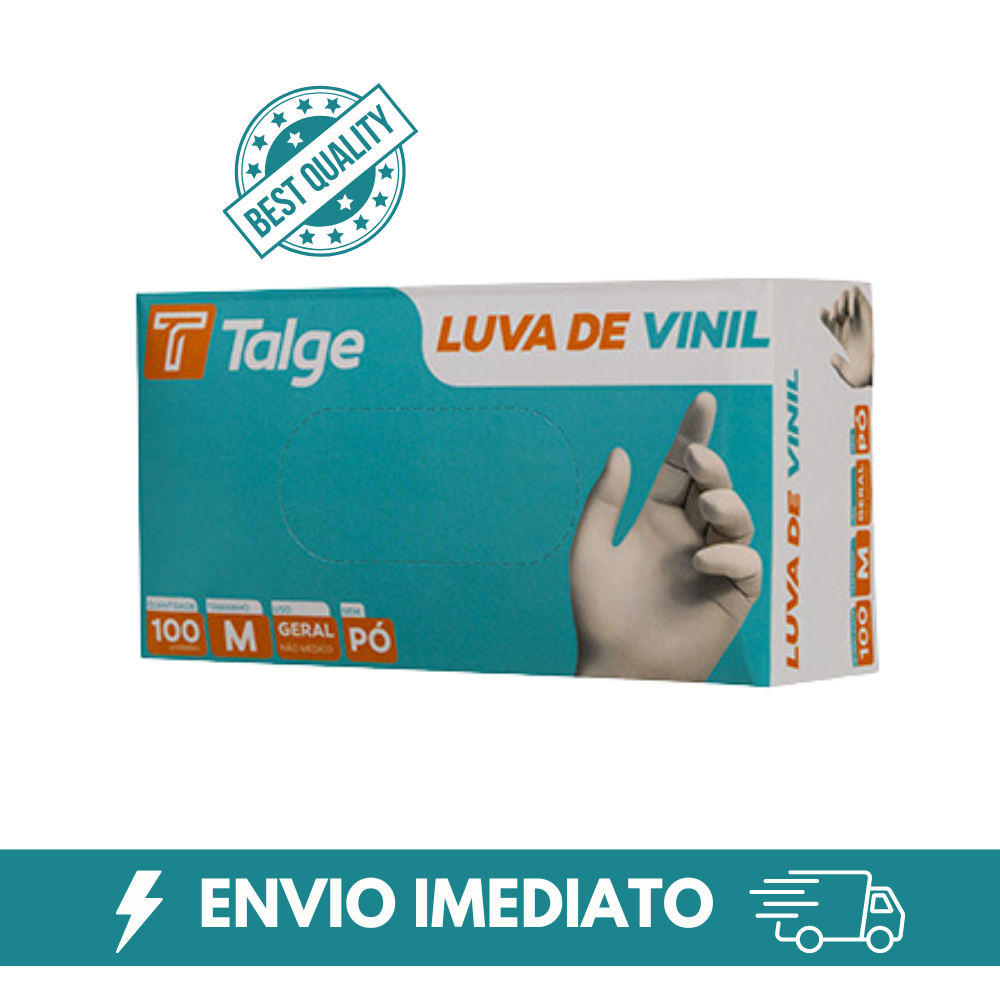 Luva de Vinil Com Pó Super Resistente 100 Unidades - Talge | Shopee Brasil
