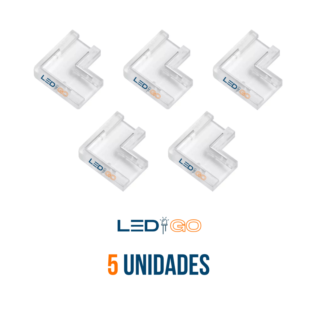 Kit 5 Conector L Emenda Fita Led Cob 2 Vias Monocor 10mm | Shopee Brasil