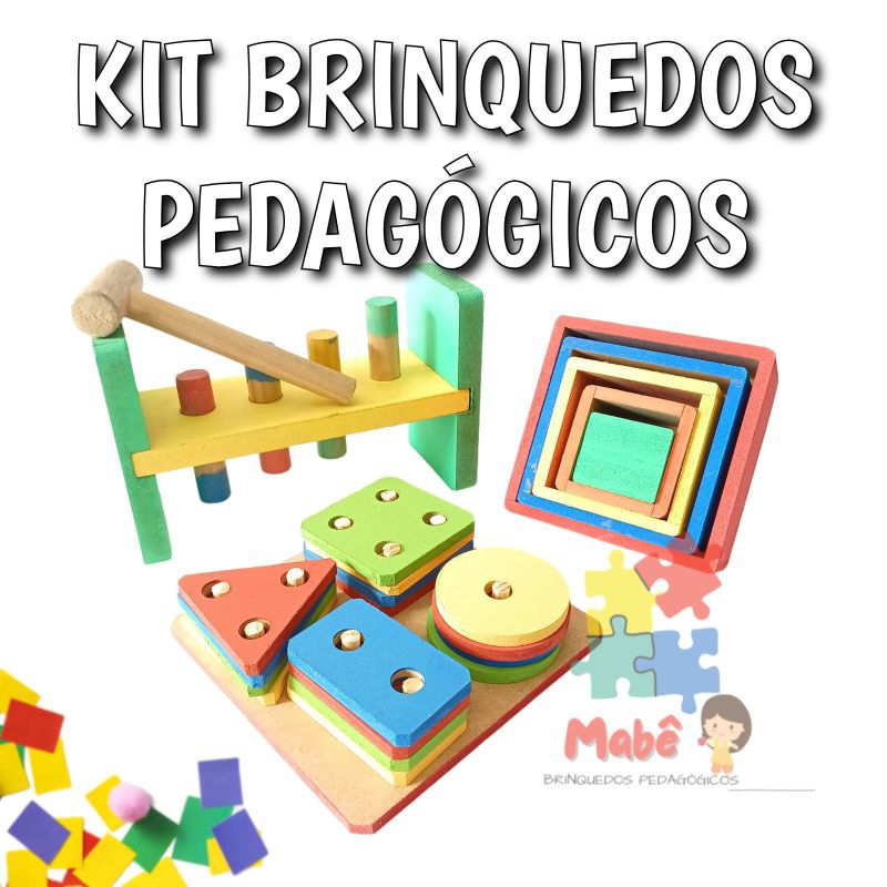 KIT BRINQUEDOS PEDAGÓGICOS EM MDF COLORIDOS | Shopee Brasil
