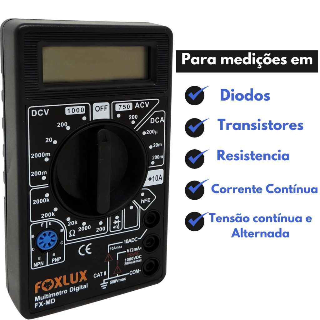 Multímetro Digital Portátil Com Ponta Teste MULTIMETRO MULTITESTE ...