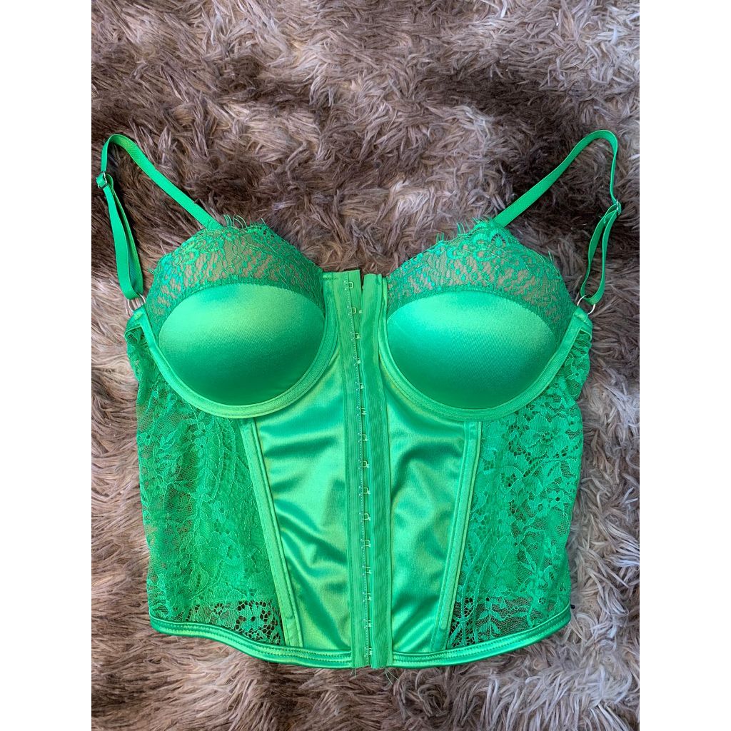 Cropped Renda Corset com Bojo e Alça Amarrar na Frente | Shopee Brasil