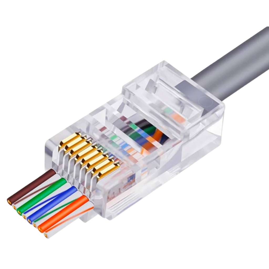 100X Conector RJ45 Vazado / Passagem EZ Crimp Cat.5E 8 Pinos | Shopee ...