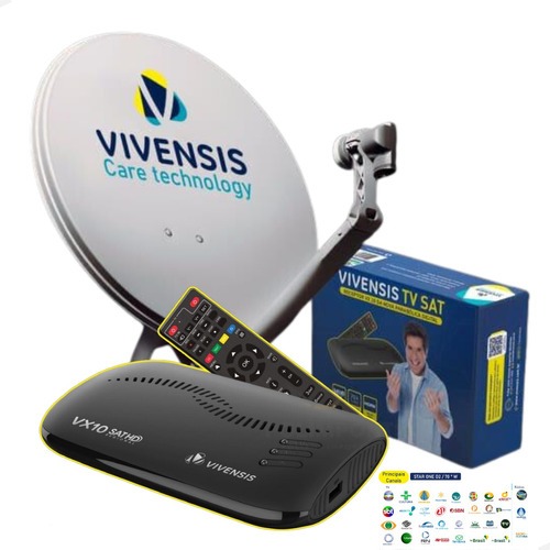 Kit Antena Parabólica Completo Com Receptor Vivensis VX10 Digital + Lnbf + Cabo 15 metros ...