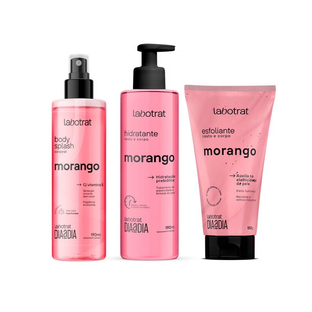 Kit 3un Completo Labotrat Morango - Esfoliante 150g + Hidratante + Body ...