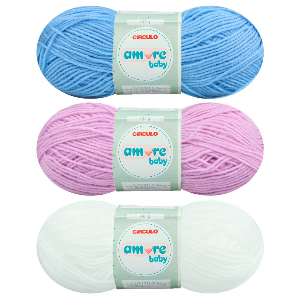 Kit Com 3 Novelo Lã Fio Bebê - Amore Baby Círculo - 40g 200m | Shopee ...