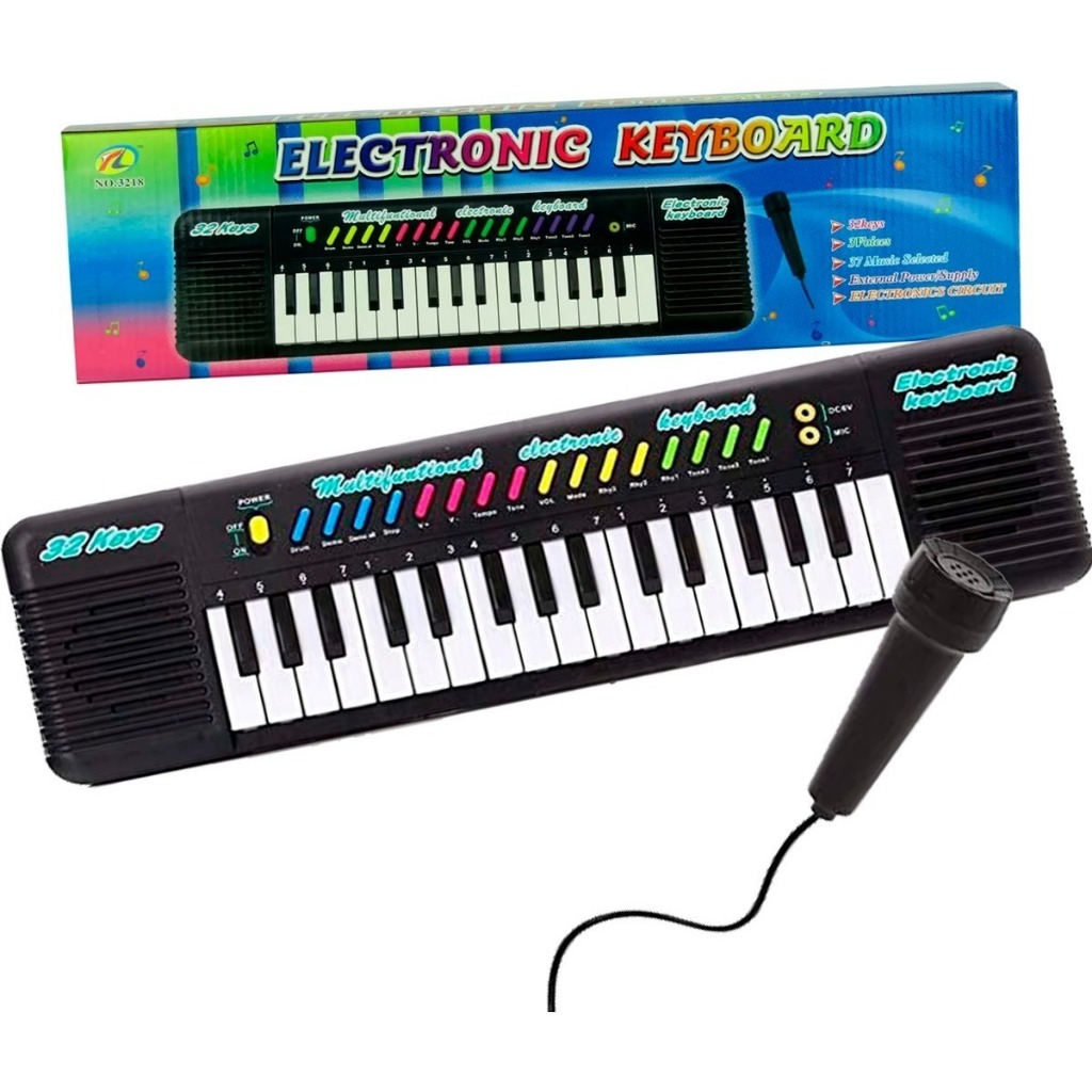 Teclado Eletrônico Musical Infantil Piano Criança A Pilha Rosa e Preto ...