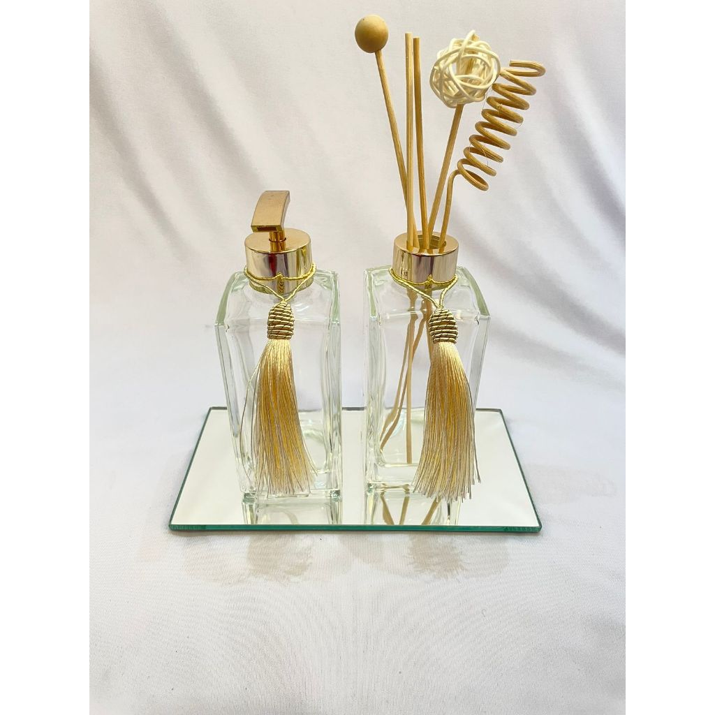 Kit Lavabo Com Detalhe Em Dourado | Shopee Brasil